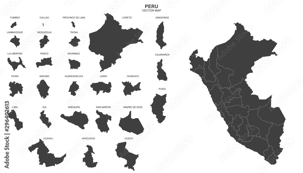 political map of Peru isolated on white background Stock Vector | Adobe ...