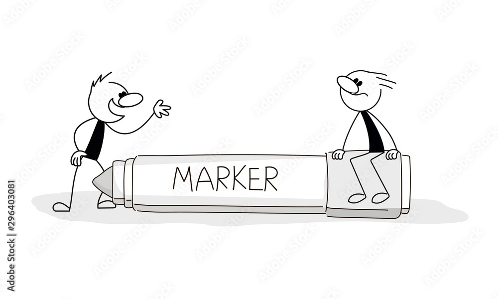 Doodle cute miniature scenes of people with marker. Hand drawn cartoon ...