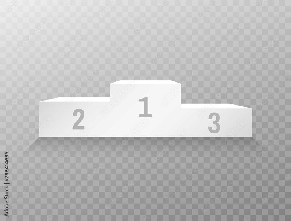 Winner podium on transparent background. Empty white pedestal template ...