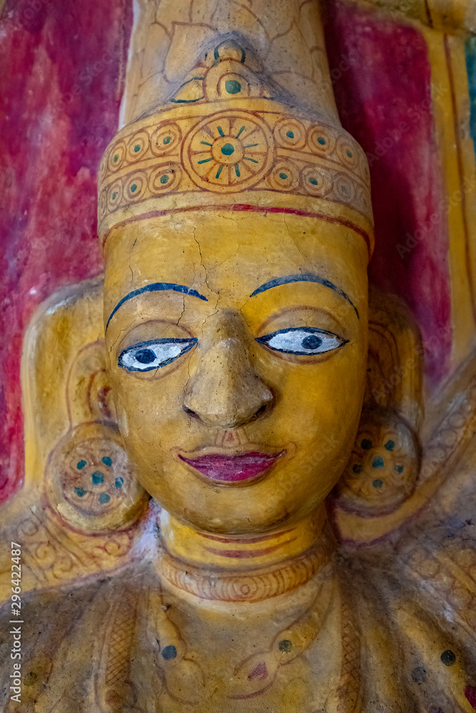 Head of a Hindu Statue at Embekke Devala, Hindu Temple, Kandy, Sri ...