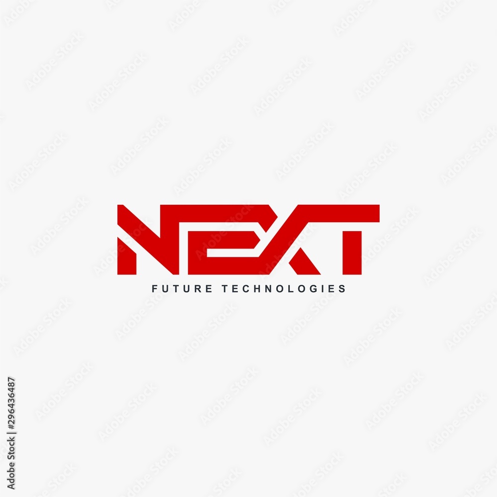 Letter NEXT logo design vector. Red type outline sign. Monogram letters ...