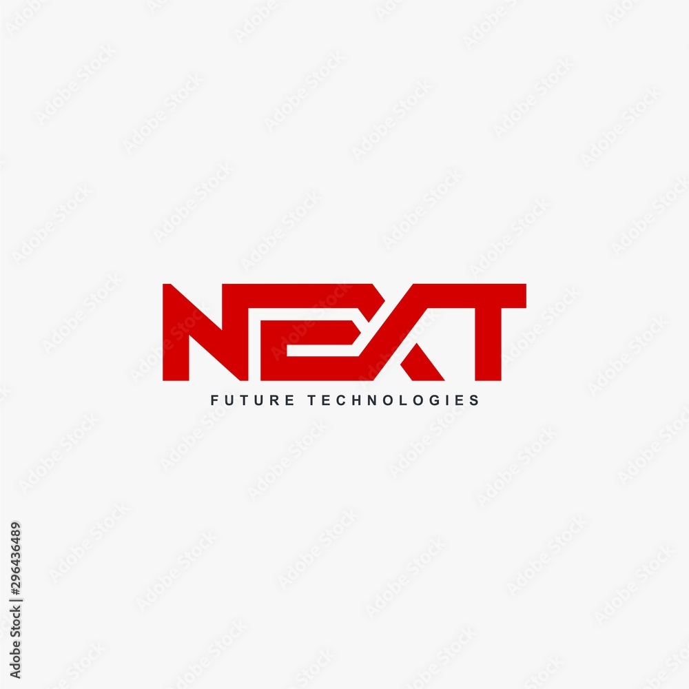 Letter NEXT logo design vector. Red type outline sign. Monogram letters ...