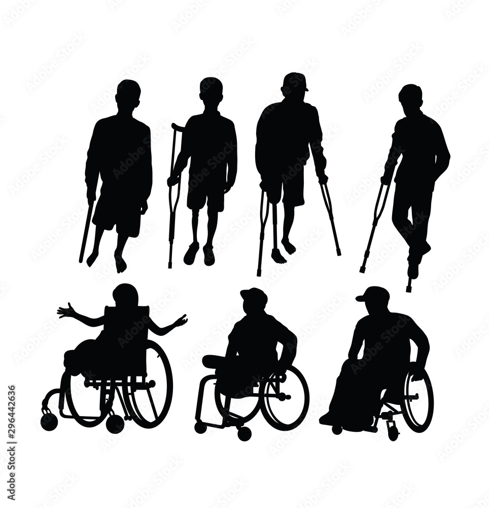 Disabled People Silhouettes, art vector design Stock Vector | Adobe Stock