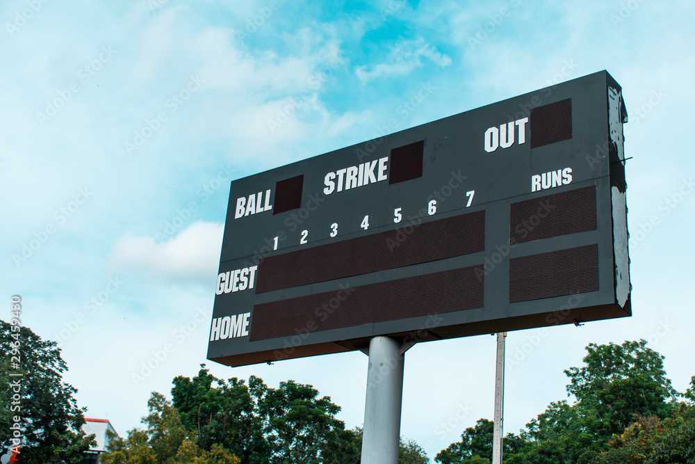 Scoreboard Large-scale competition. With the background of the sky and ...