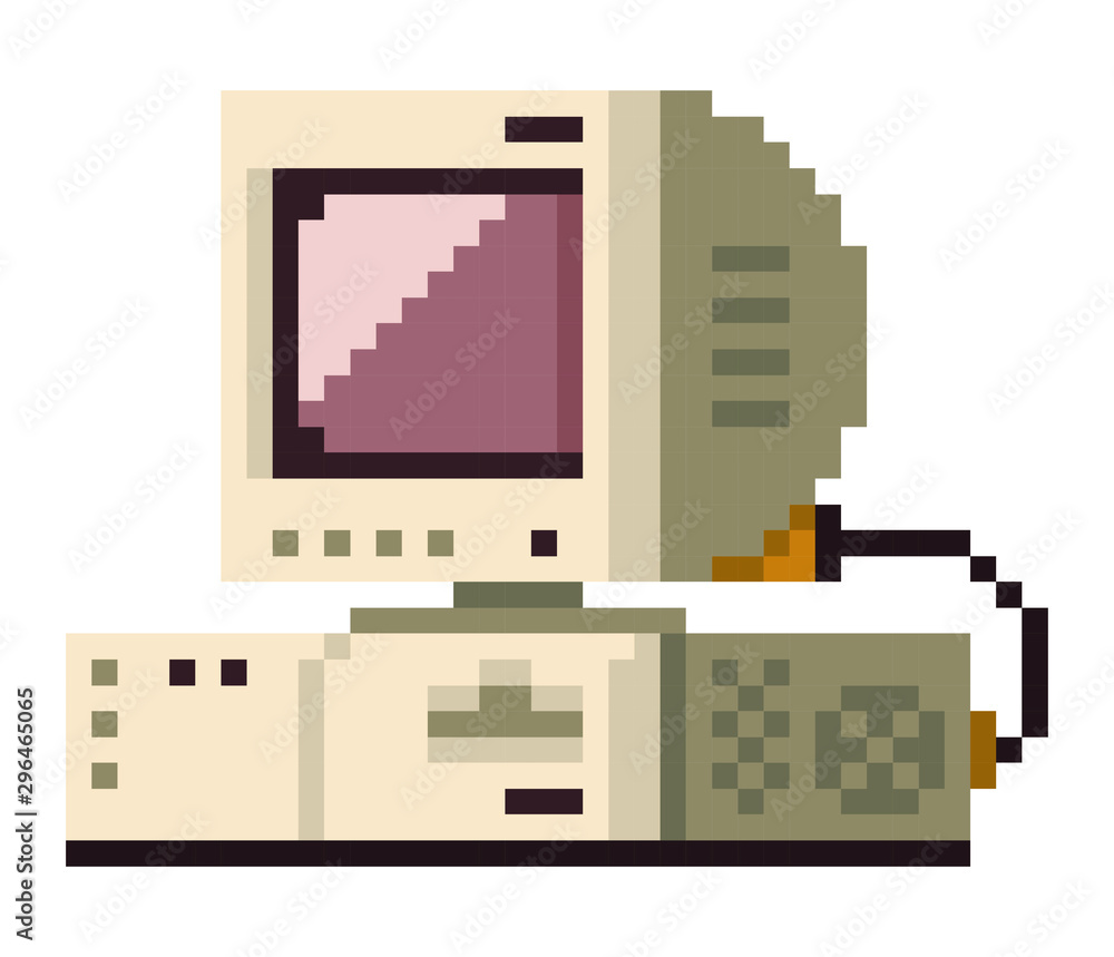 Computer pixel art on white background. Stock Vector | Adobe Stock