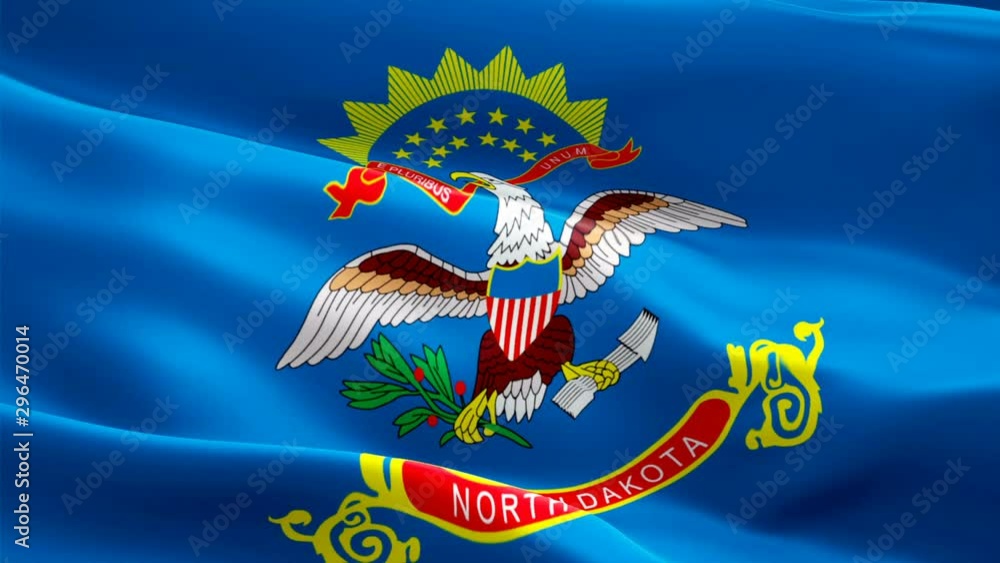 North Dakota flag video waving in wind. Realistic US State Flag ...