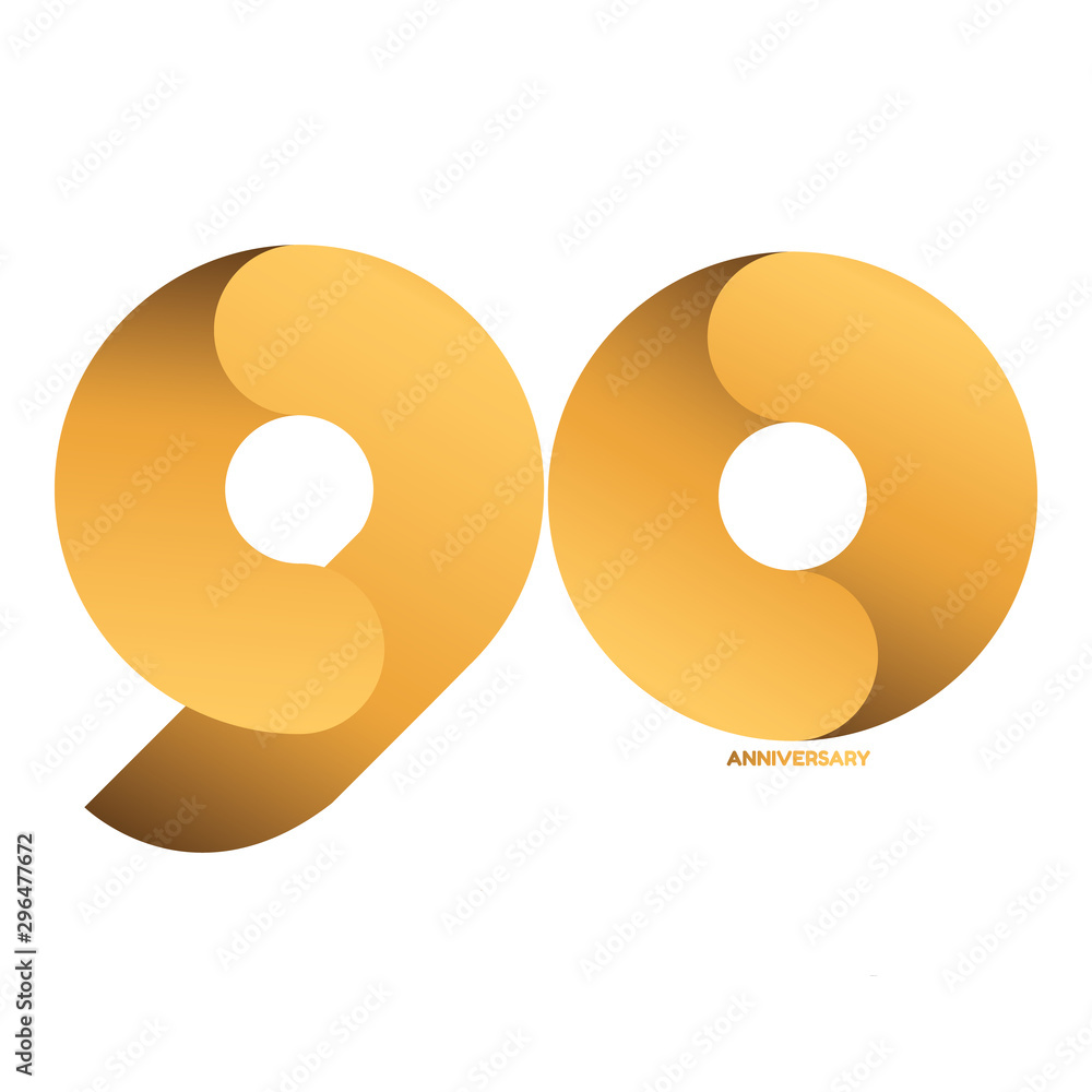 Handwriting celebrating, anniversary of number 90, 90th year ...