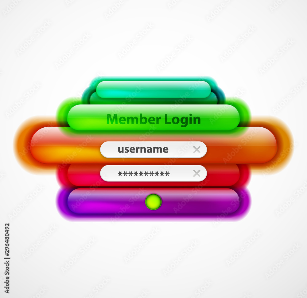 Login menu web interface template with buttons and sample text. Modern ...