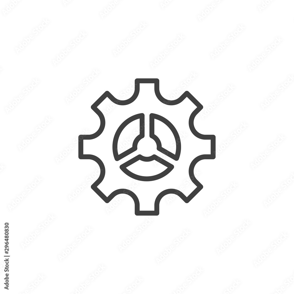 Cog gear line icon. Cogwheel linear style sign for mobile concept and ...