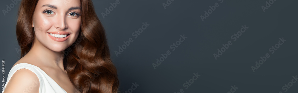 Pretty smiling woman closeup portrait. Pretty face with perfect smile ...