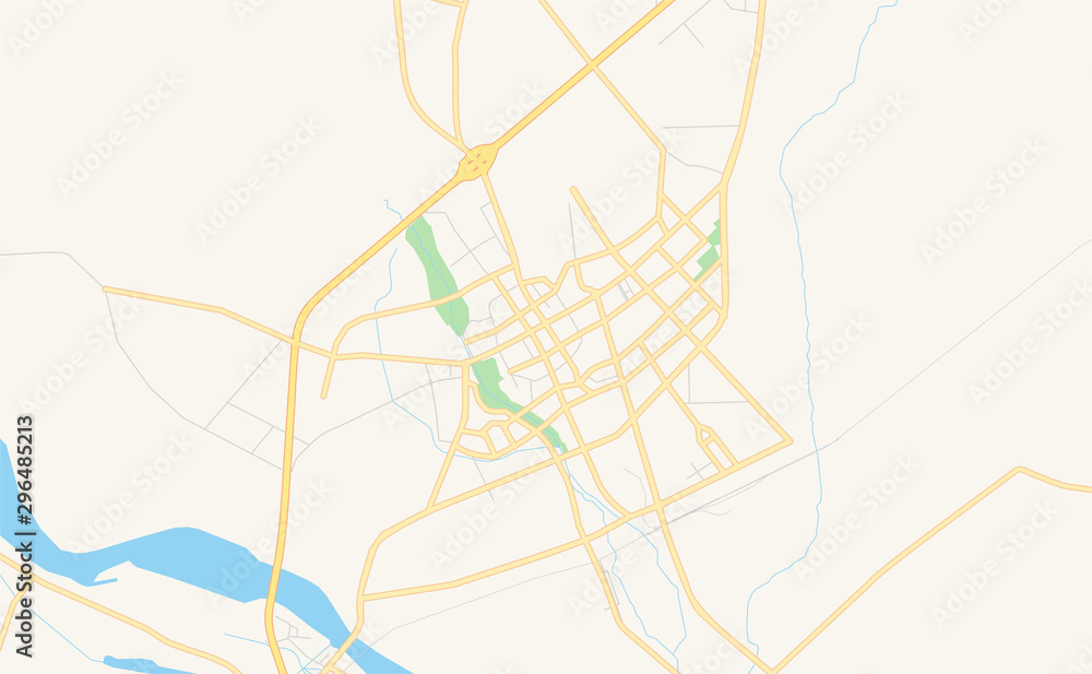 Printable street map of Aksu, China Stock Vector | Adobe Stock