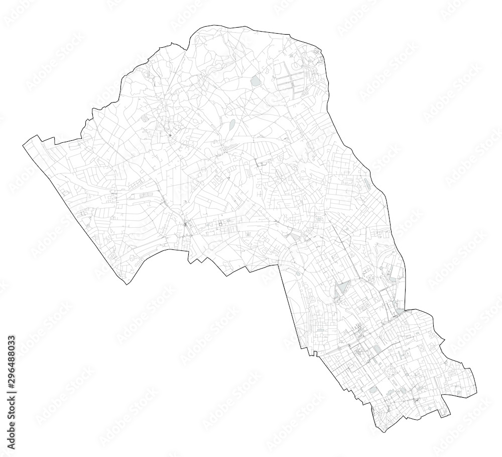 Satellite view of the London boroughs, map and streets of Camden ...