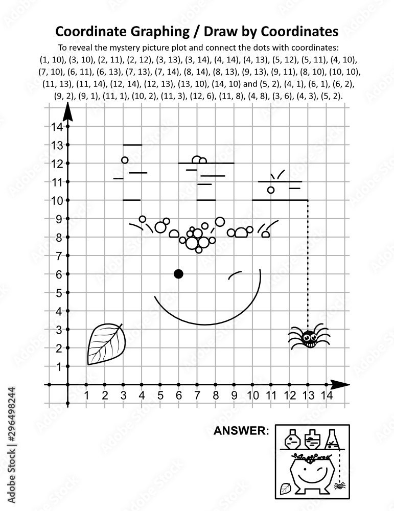 Stockvector Coordinate graphing, or draw by coordinates, math worksheet ...