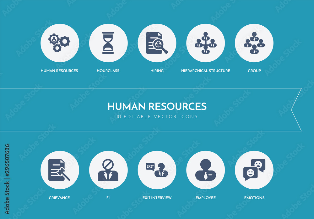 10 human resources concept blue icons Stock Vector | Adobe Stock