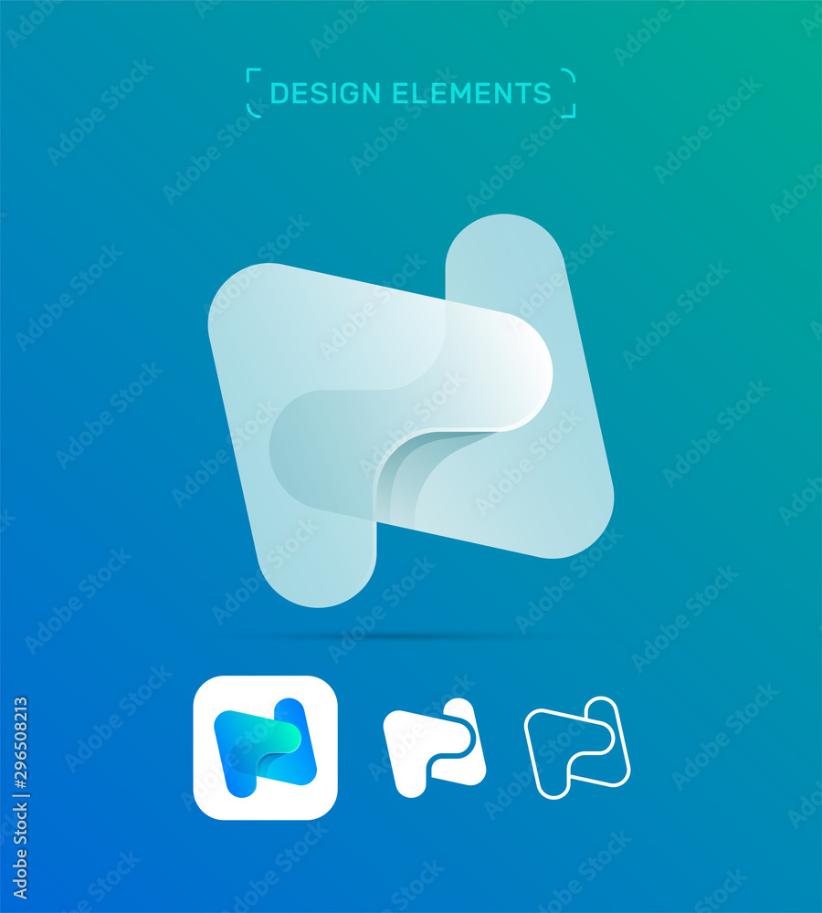 Vector abstract letter N logo icon design. 3d material design app icon ...