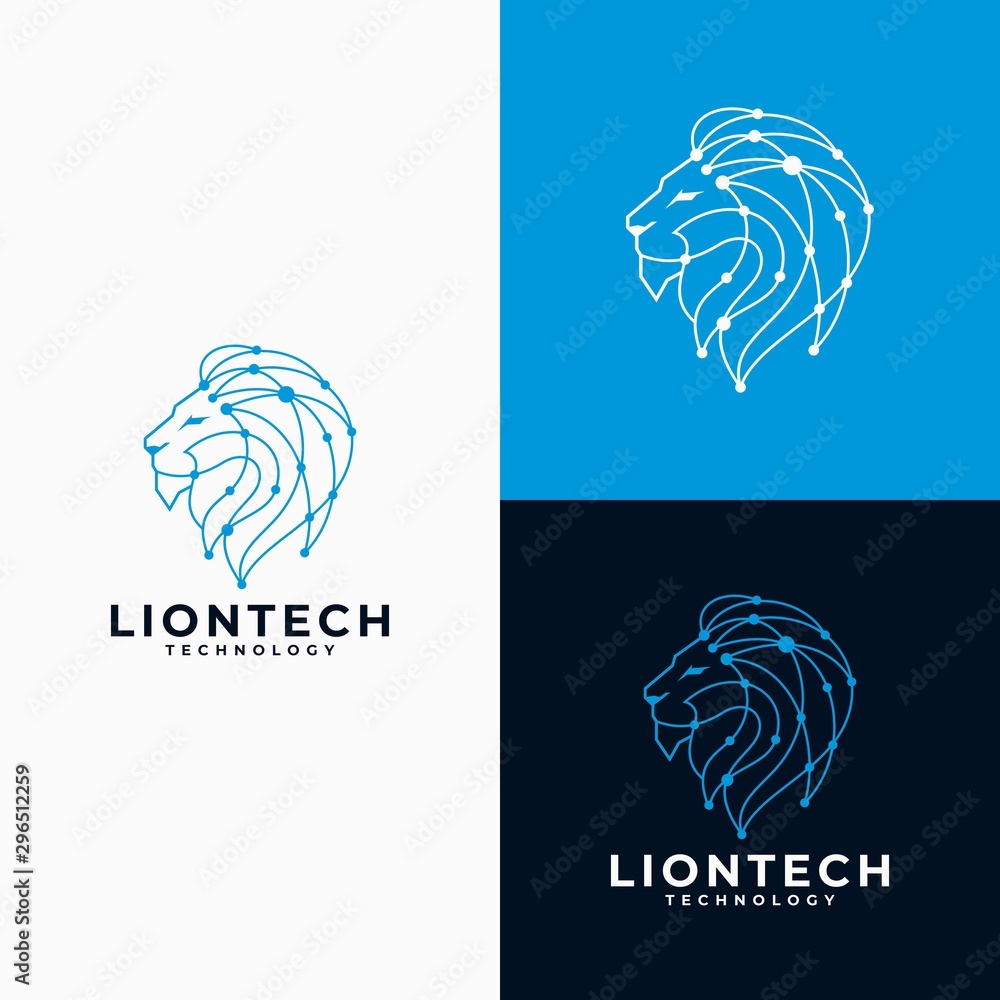Lion Head Technology Logo Design Vector Illustration Stock Vector ...