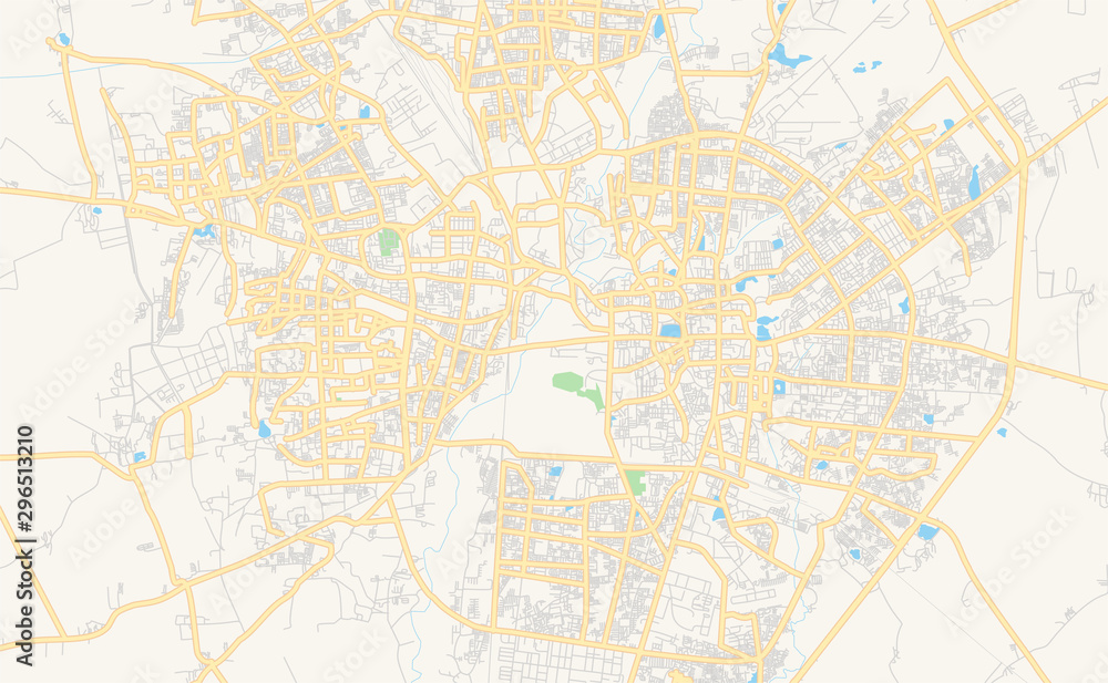 Printable street map of Vadodara, India Stock Vector | Adobe Stock