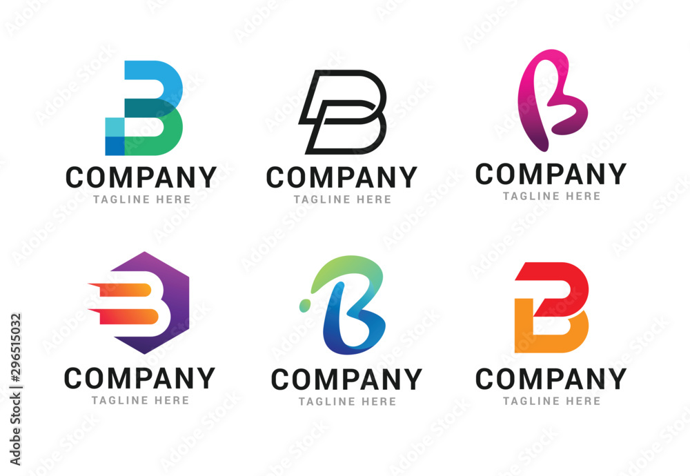 Set of letter B logo icons design template elements. Collection of ...
