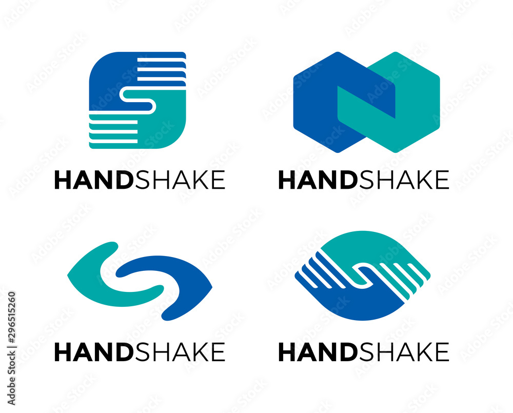 Set of abstract handshake vector symbol logo. Partners deal icon symbol ...