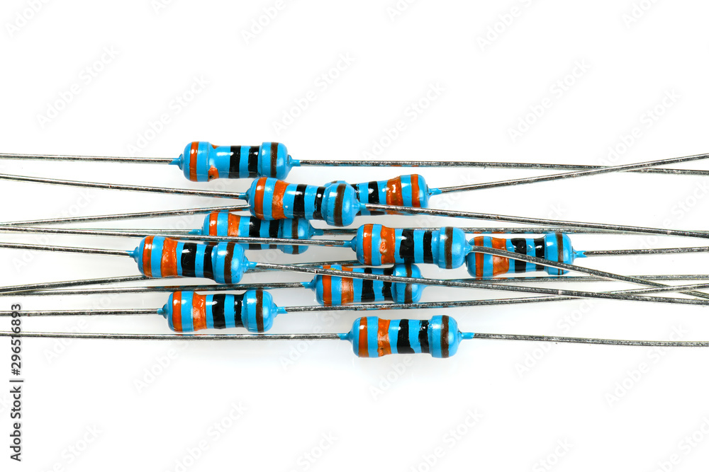 resistors closeup on white - concept of learning, training and ...