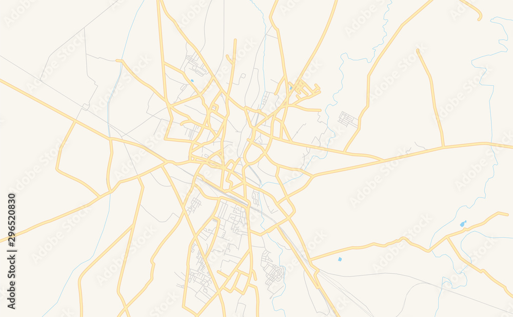 Printable street map of Saharanpur, India Stock Vector | Adobe Stock