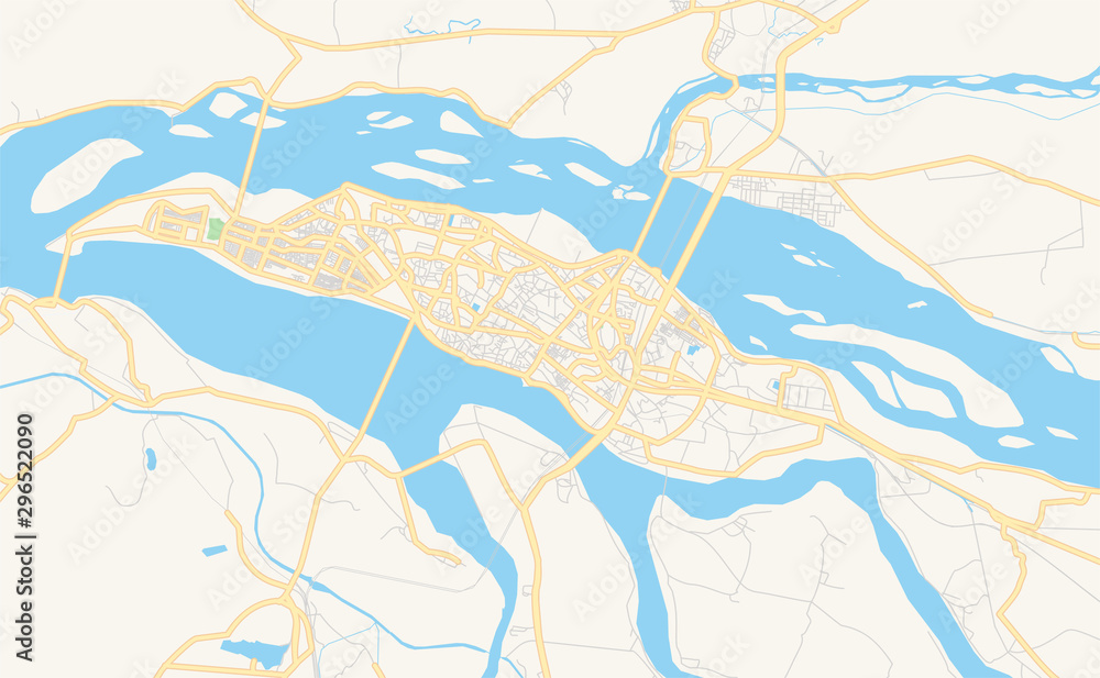 Printable street map of Cuttack, India Stock Vector | Adobe Stock