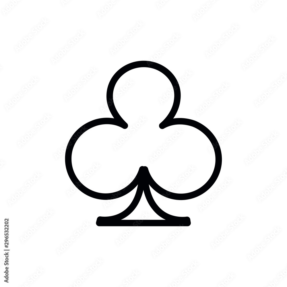 Poker Playing Card Suit Clover Outline Shape Single Icon Clubs Suit 