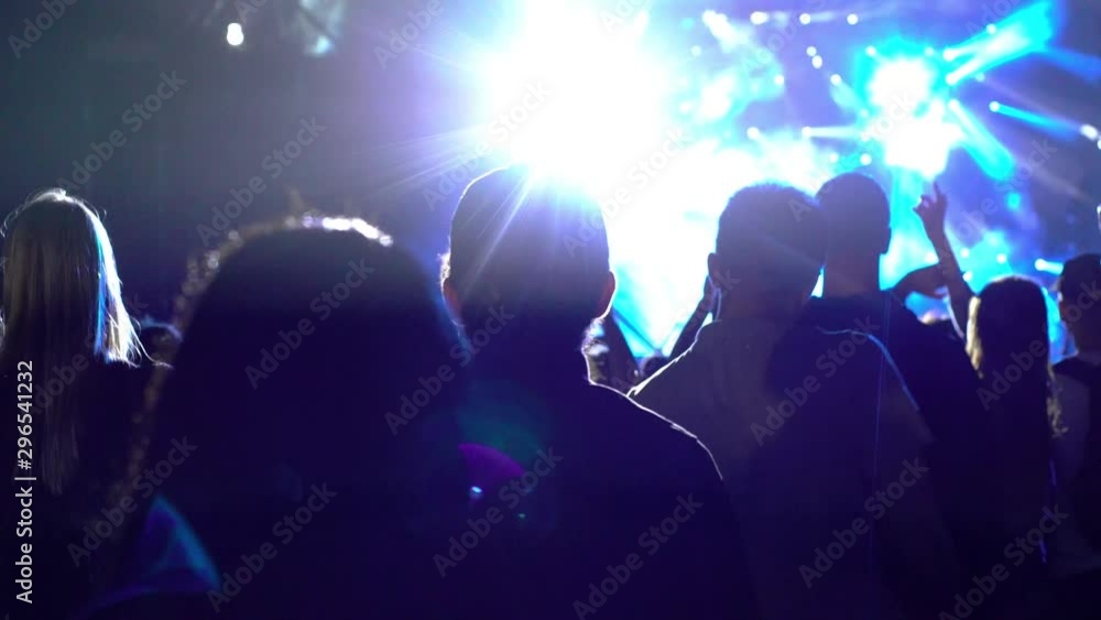 Concept view of crowd of the people in fan zone on concert in front of ...