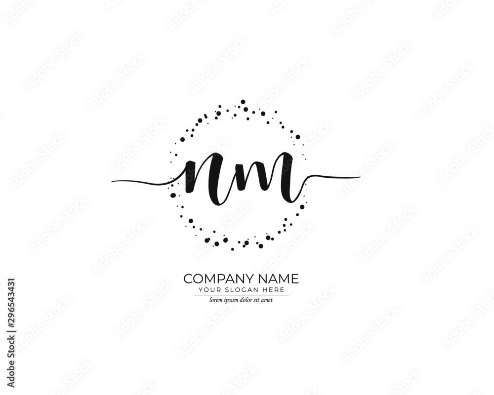 Vetor de N M NM Initial handwriting logo design. Beautyful design ...