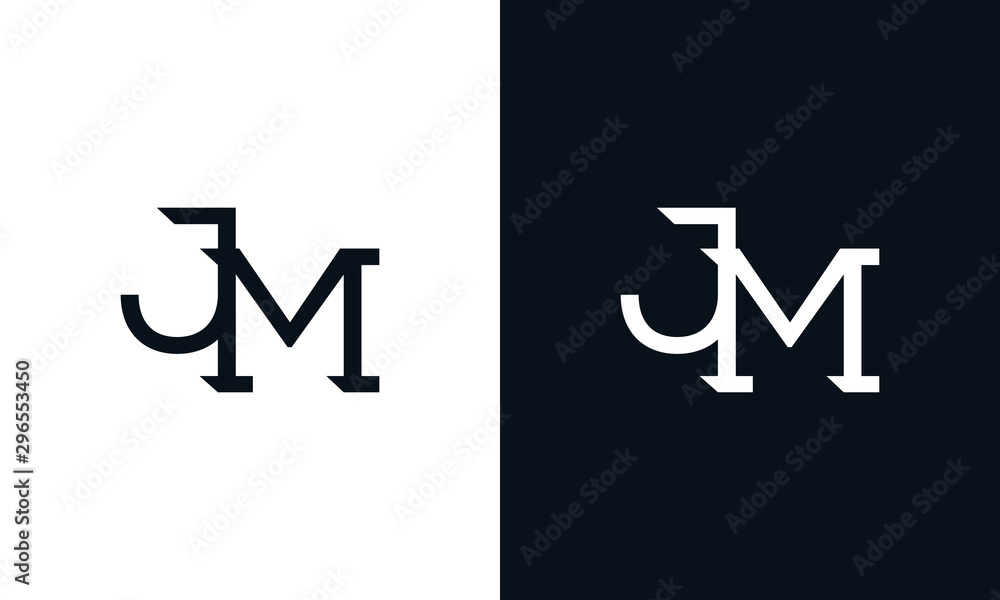 Minimalist line art letter JM logo. This logo icon incorporate with two ...