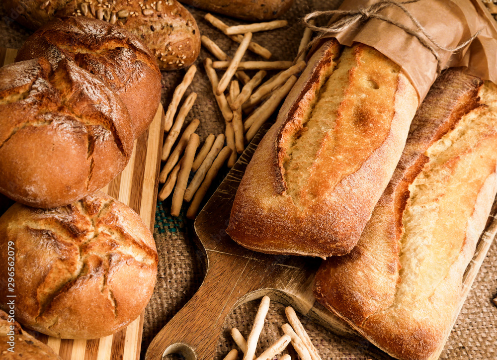 traditional bread from a Polish bakery - rye buns, buns with sunflower ...