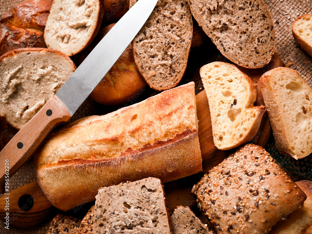 traditional bread from a Polish bakery - rye buns, buns with sunflower ...