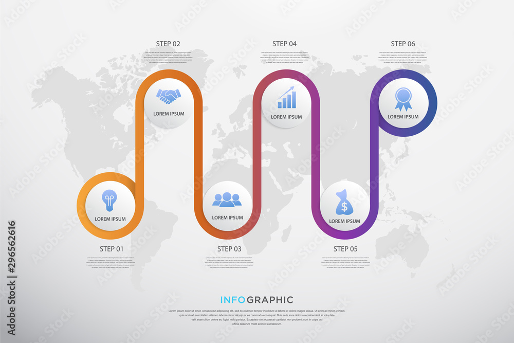 infographic template with six step instructions, can use for ...
