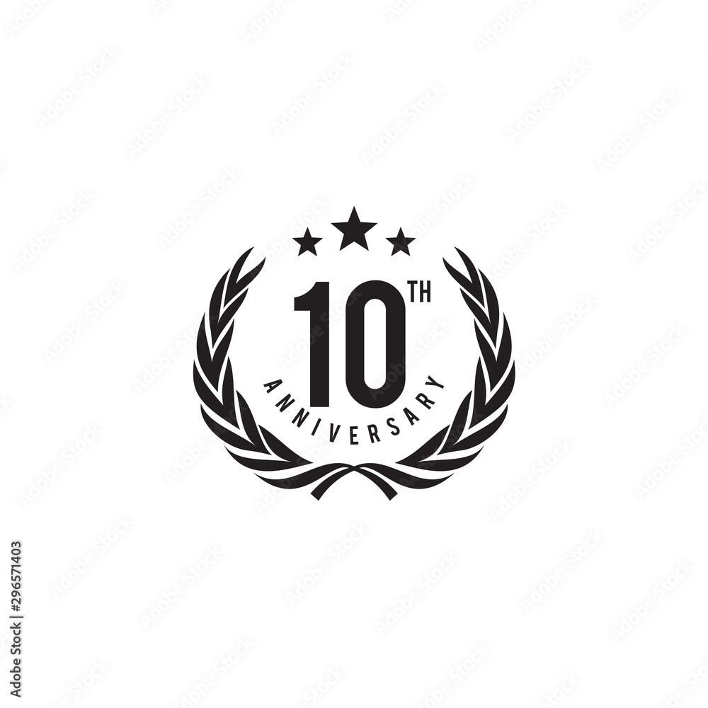 10th years celebrating anniversary emblem logo design Stock Vector ...
