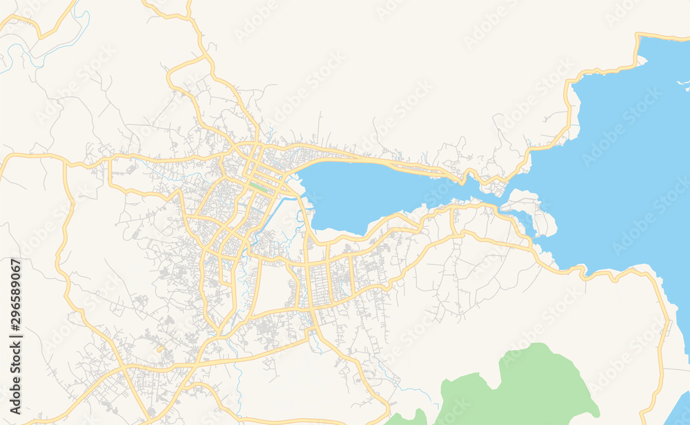 Printable street map of Kendari, Indonesia Stock Vector | Adobe Stock