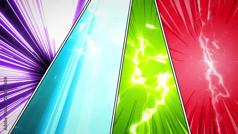 Comic Book Action Layout Background With Power Fx/ 4k animation of a ...