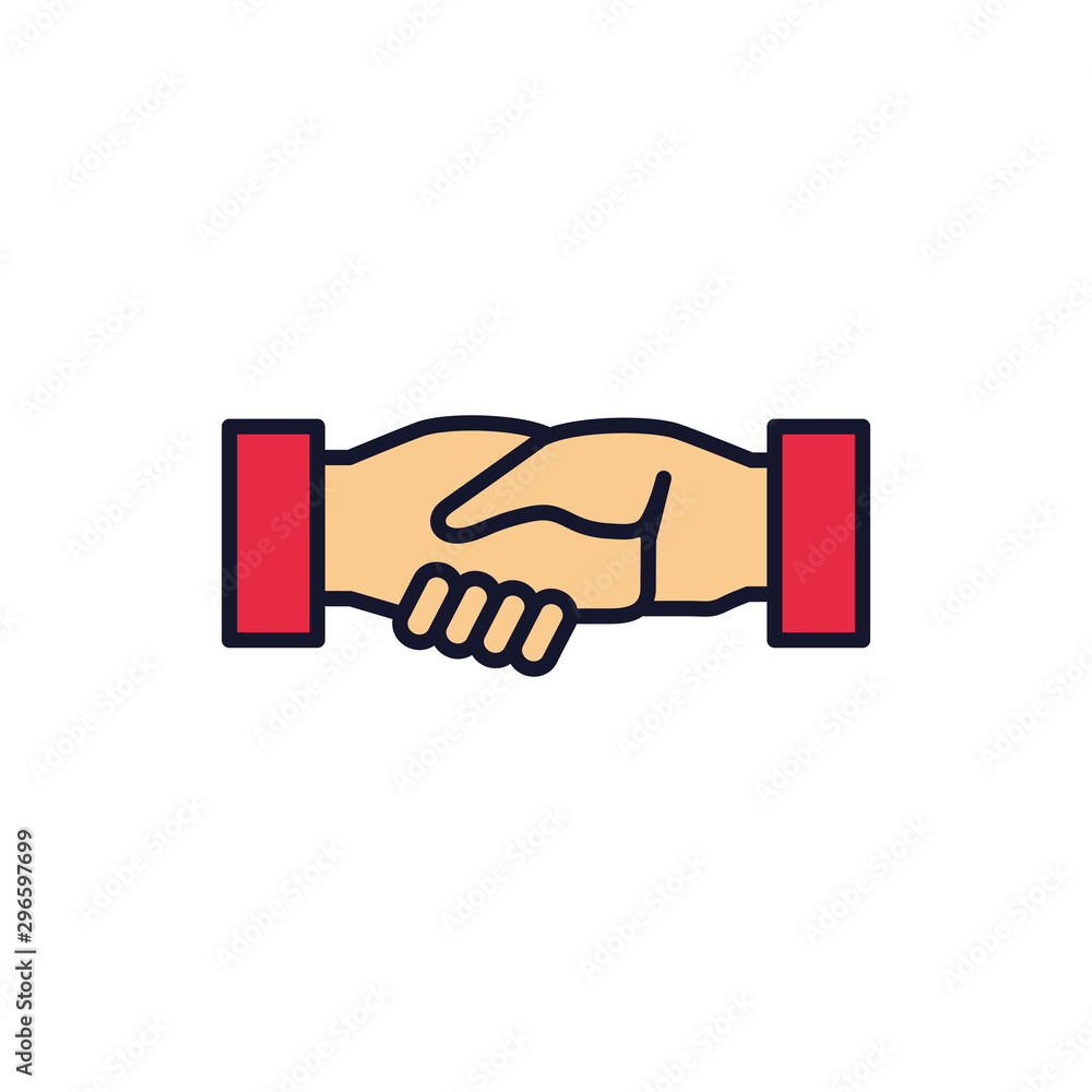 Isolated hand shake icon fill design Stock Vector | Adobe Stock