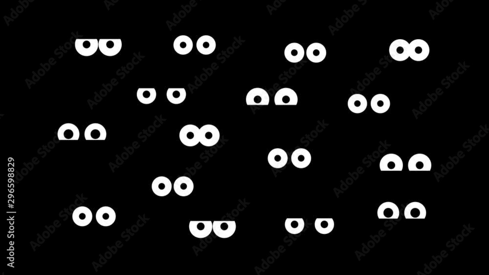 Cartoon shifty eyes searching something and look at the viewer ...