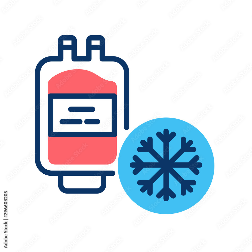 Blood bank freezer color line icon. Blood storage for transfusion ...