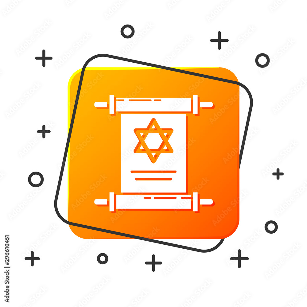 White Torah scroll icon isolated on white background. Jewish Torah in ...