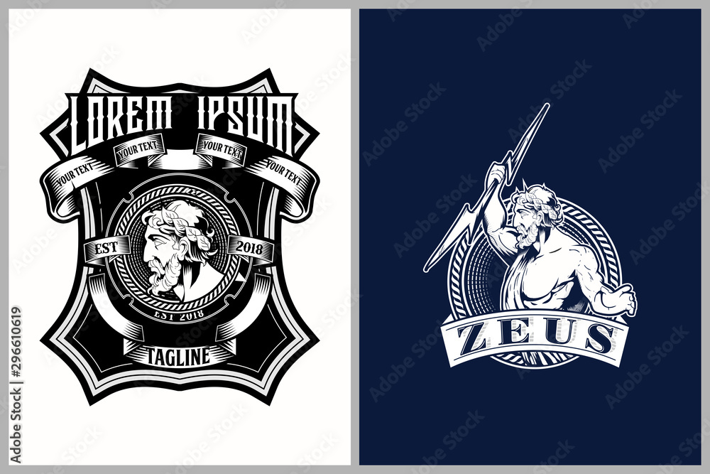 zeus with lightning vector logo template Stock Vector | Adobe Stock