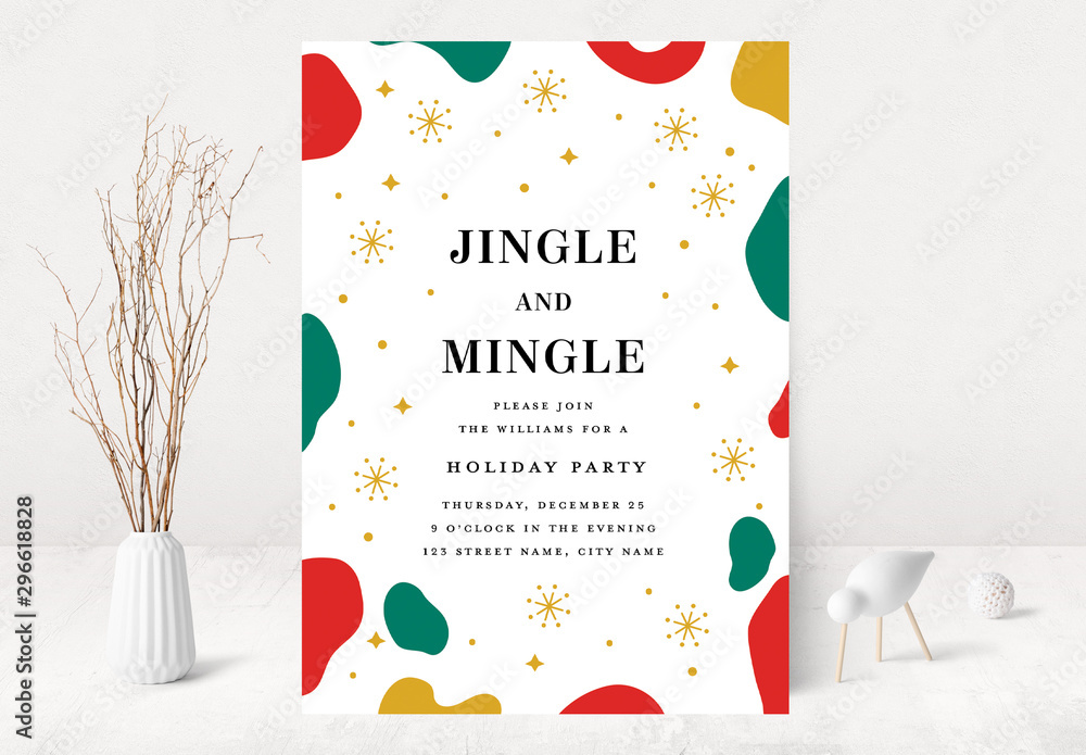 Jingle Holiday Party Invitation Layout Stock Template | Adobe Stock