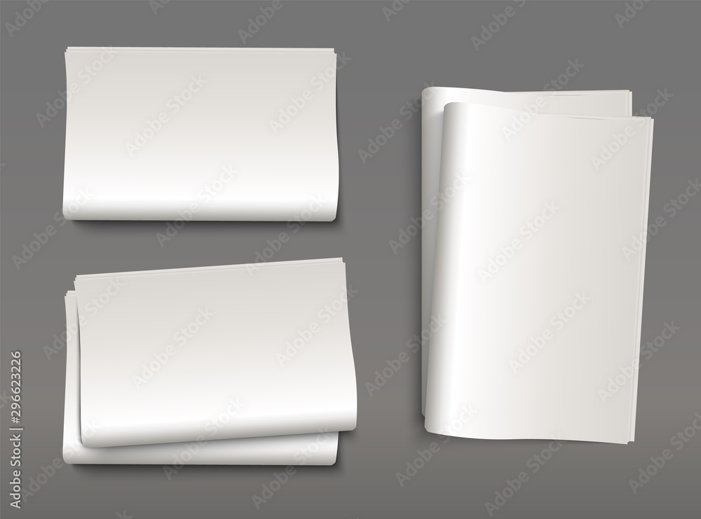Blank newspaper template set. Daily news folded paper page. Tabloid ...