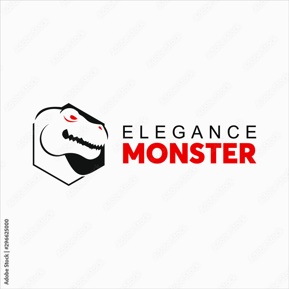 tyrannosaurus logo simple hexagonal rex head for print design ...
