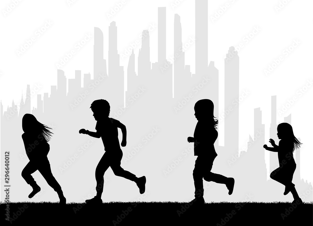 Child Running Silhouette Vector