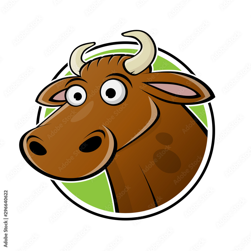 funny cartoon logo illustration of a cow or bull Stock Vector | Adobe Stock