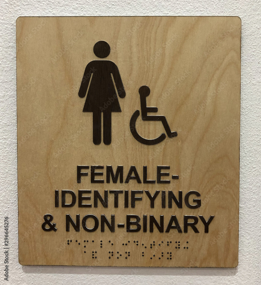 restroom sign for femail identifying and non-binary Stock Photo | Adobe ...