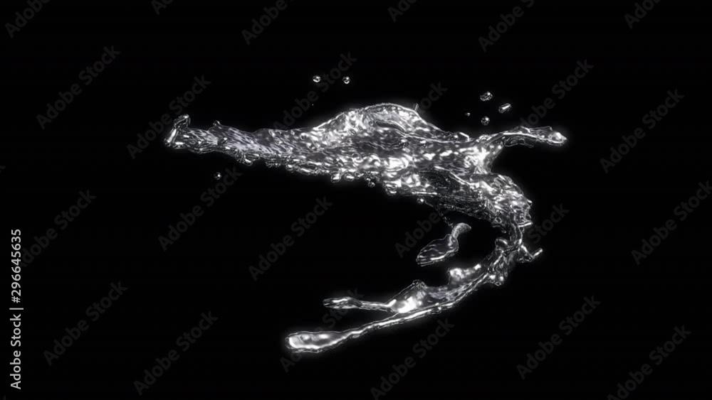 Water circle looping with reflections on black background, Water Splash ...