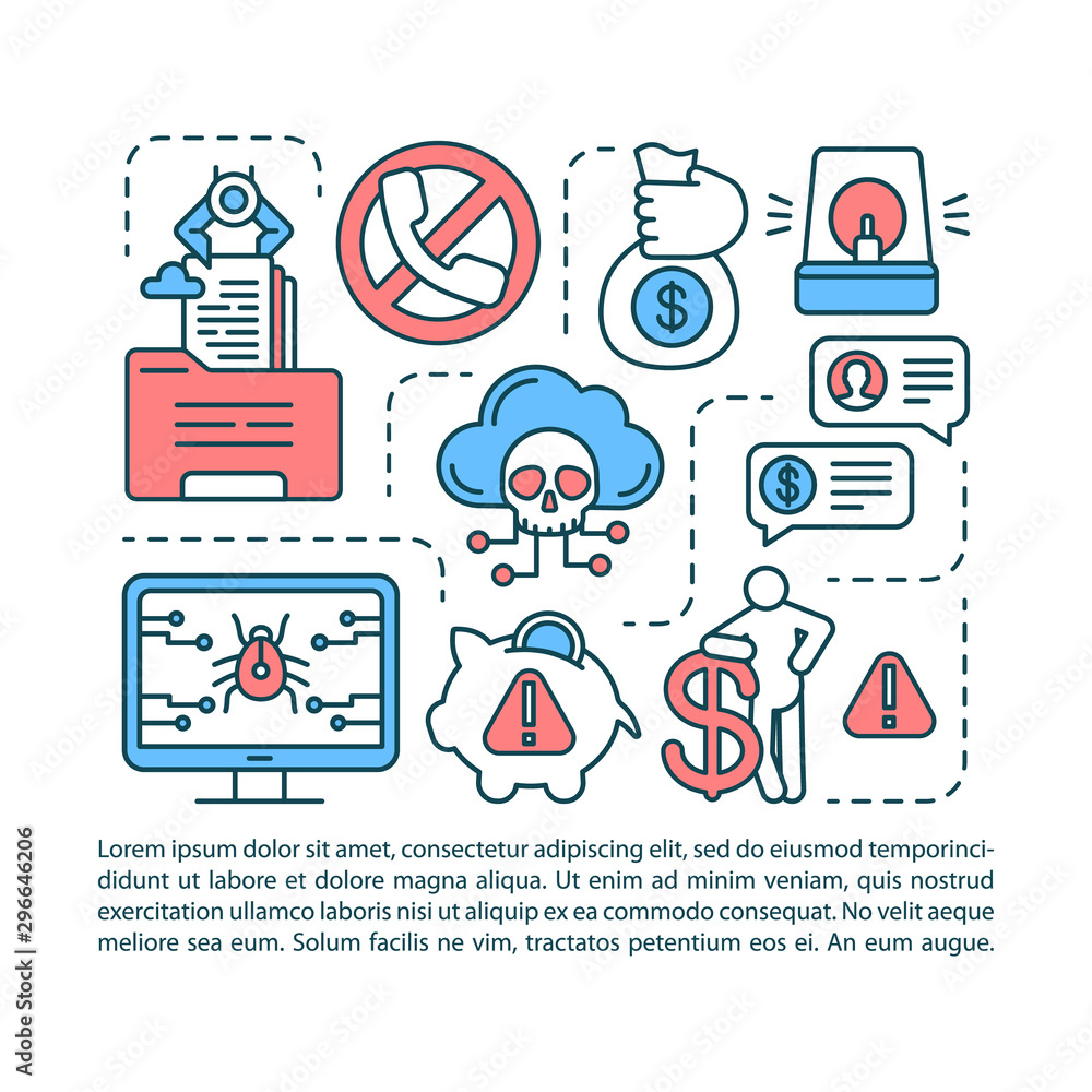 Attention scam article page vector template. Fraud warning brochure ...
