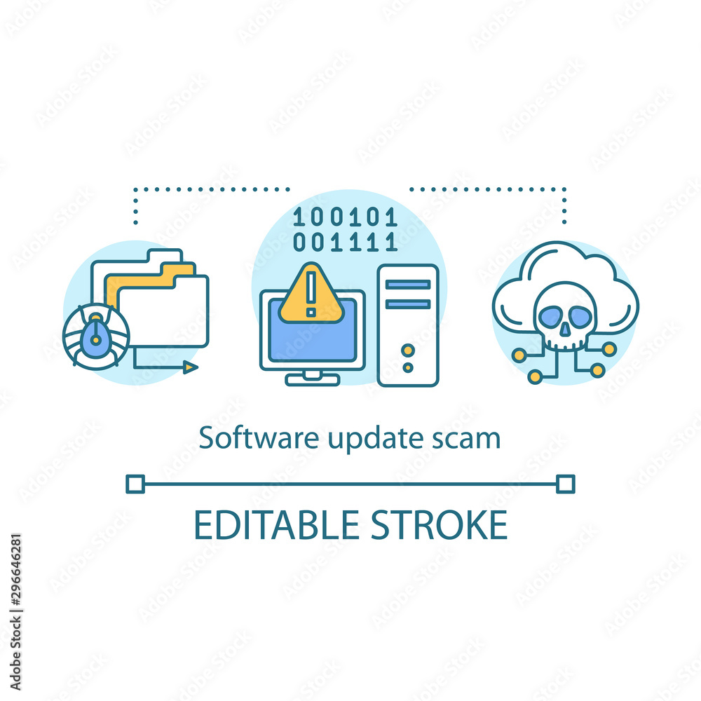 Software update scam concept icon. Cyber attack idea thin line ...